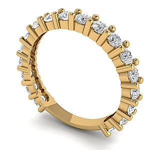 1.52 ct Brilliant Round Cut Clear Simulated Diamond 14k Yellow Gold Eternity Wedding Engagement Promise anniversary Band Sz 5