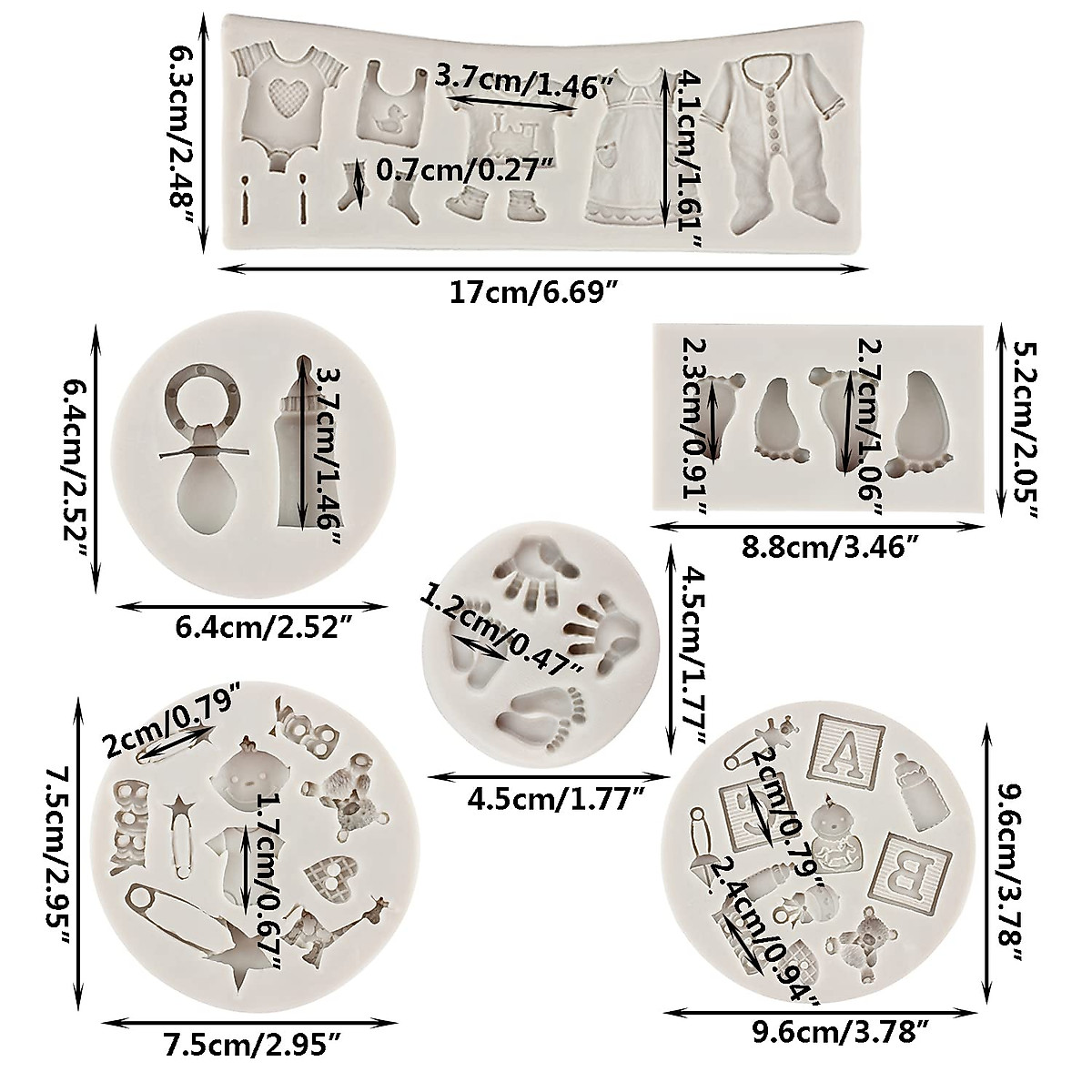 Sijiangmold Baby Shower Themed Cake Fondant Molds Baby Silicone Mold Baby Feet Baby Bottle Mold For Baby Birthday Cupcake Topper Cake Decorating Candy Gum Paste Polymer Clay Set Of 6