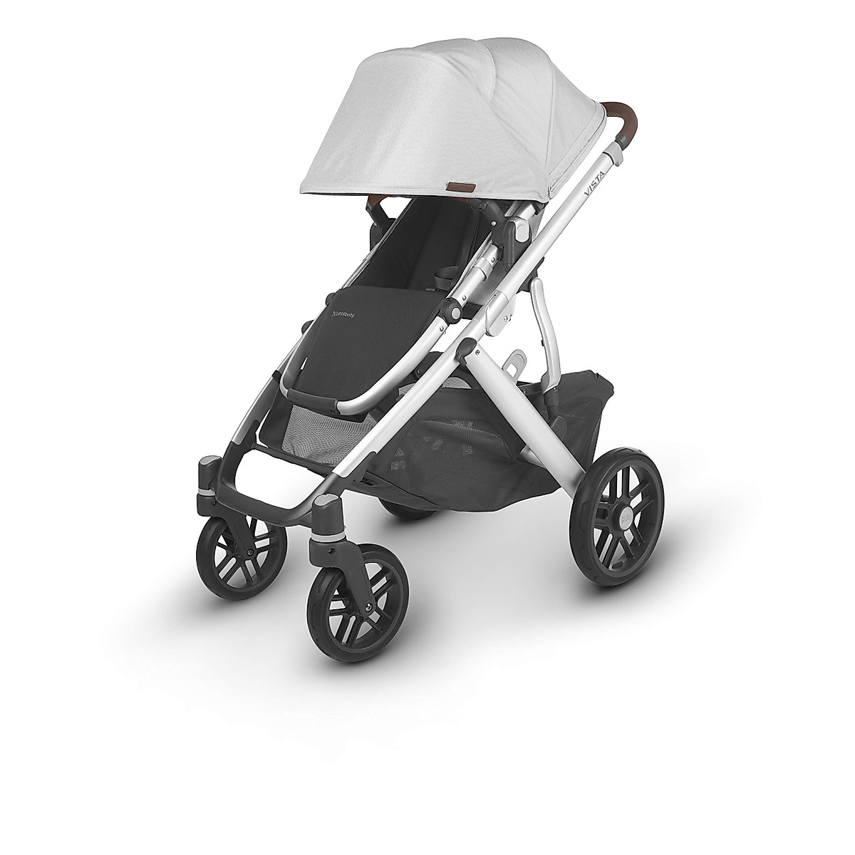 UPPAbaby Vista V2 Stroller - Bryce (White Marl/Silver/Chestnut Leather) + Mesa Infant Car Seat - Bryce (White Marl)