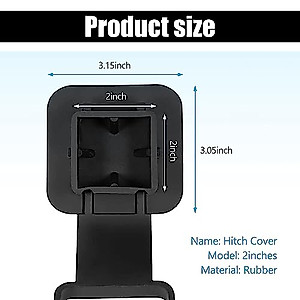gunhunt Pack of 1 Square Plug Protection Cap, Traction Cover, 2In Trailer Hitch Covers, Car Trailer Cover, for Toyota Ford Jeep Chevrolet Nissan Dodge (Black)
