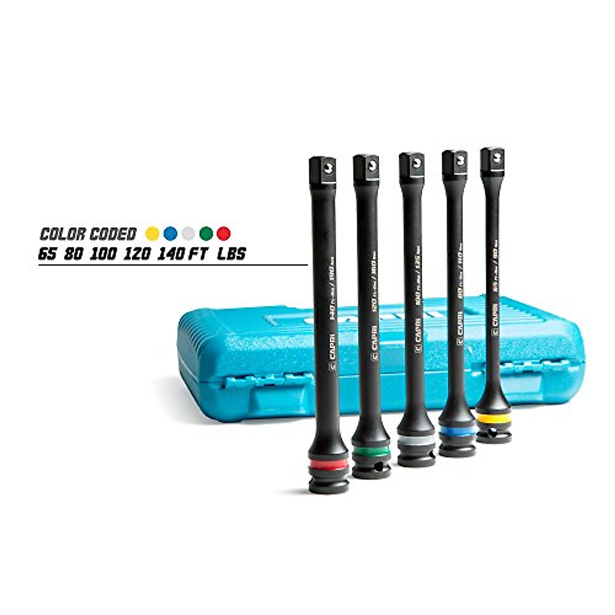 Capri Tools 30083 Torque Limiting Extension Bar Set (5 Piece), 65-140 ft. lbs., 1/2 in. Drive