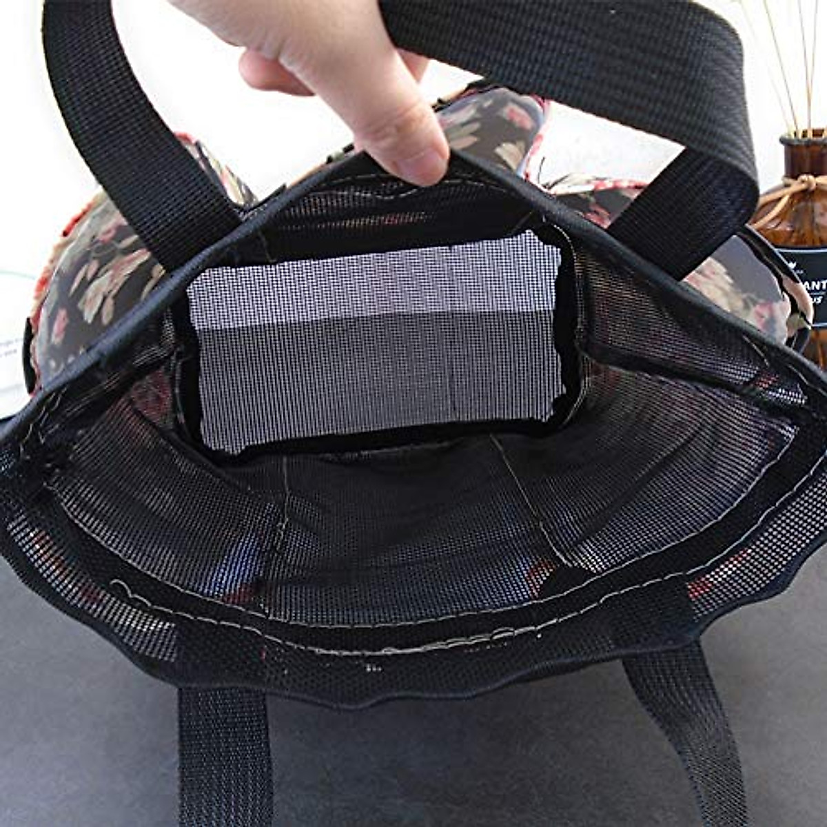 TOPBATHY Portable Mesh Shower Caddy Tote with Floral Storage Pockets Quick Dry Toiletries Cosmetic Bag Organizer Basket for Bathroom Bath College Dorm (Sky-Blue)