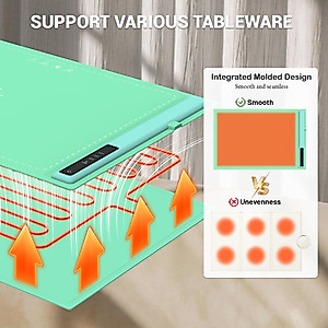 Electric Warming Tray - 3 Modes &Full Surface Heating,Rollable & Portable,Premium Silicone Nano-Material,3 Temperature Settings,Auto Shut-Off -Versatile Food Warmer for Gatherings,Parties (Green)
