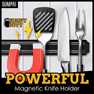 Magnetic Knife Strip for Wall - Extra-Strong Magnet Knife Holder Strip (15 Inch X Set Of 3) - Securely Holds Your Biggest Kitchen Knives - Space-Saving Magnetic Knife Holder For Wall -By SUMPRI