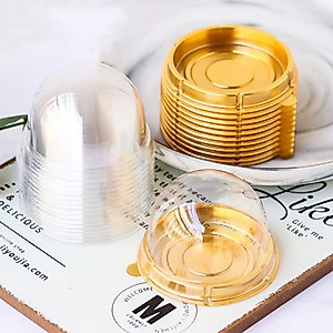 100 Pack 2 Inch of Clear plastic mini cake box muffins box cookies cookies muffins dome box wedding birthday gift box (gold)