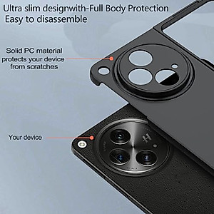 Designed for OnePlus Open Case with Screen Protectors [Hard PC Leather Slim Phone Case] [Shockproof Anti-Slip] Slim Case for OnePlus Open 2023 (Black)