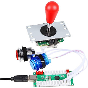 EG STARTS 2 Player Arcade Game DIY Kits Part 2 Ellipse Oval Bat Joystick Handles + 20 LED lit Arcade Buttons Green & Blue Kits