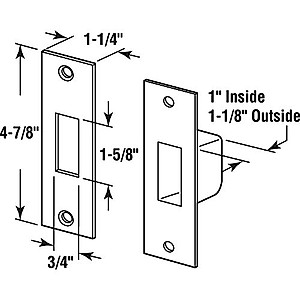 Prime-Line Products, Brass Prime-Line U 9539 Armored Security Strike, 1-1/4 in. x 4-7/8 in, Steel, Plated (Pack of 2)