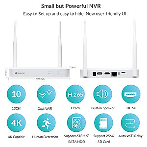 YEEWISE 2K WiFi Security Camera System, Outdoor PTZ Wireless Camera System, 4pcs Dual Lens Pan Tilt Zoom Cameras with Auto Tracking & 10x Hybrid Zoom, 10CH WiFi NVR with 500GB HDD for 24/7 Recording