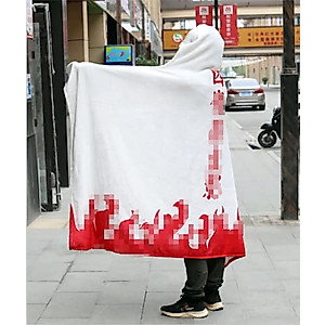 Red Clouds Anime Throw Blanket Flannel Fleece Blanket Cosplay Hooded Cloak Shawl Wrap Nap Quilt 80x60 (C, 80''X60'')