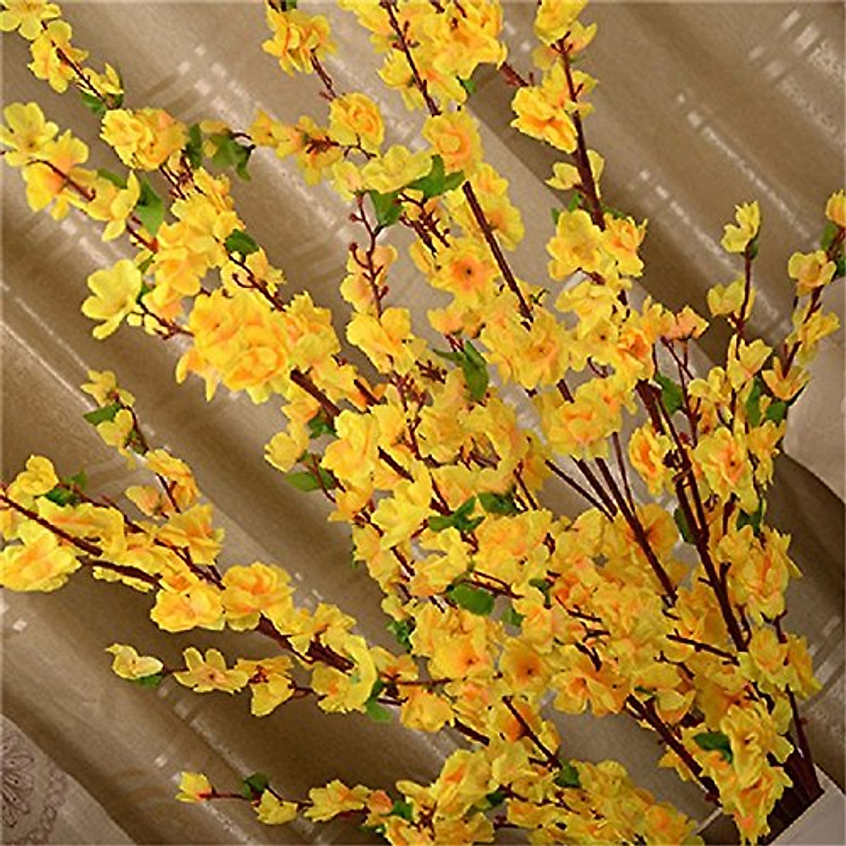 Londegeri 5 Yellow Pink Peach Blossom Artificial Flowers Fake Flower Simulation Flower Table Decoration Accessories Party Beach Theme Decorations Home Hotel Office Wedding Party Garden Decor