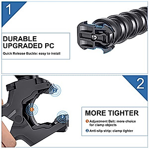 Kuptone Jaws Flex Clamp Mount with 17.8 Inch Adjustable Gooseneck for Go Pro 11,10, 9, 8, 7, 6, 5, 4, 3+, 3 Session, Max, Fusion, AKASO, DJI Osmo Action Cameras (19-Section)