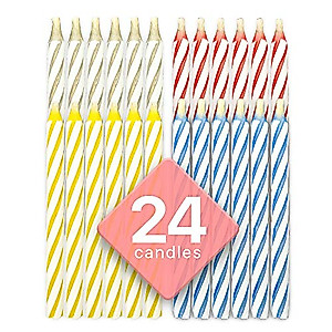 Bundaloo Magic Relighting Birthday Candles - Fun Prank Kit for Party Celebration - Cake Tricks and Decorations - Colors: Pink, White, Blue, Yellow - 24 Pieces