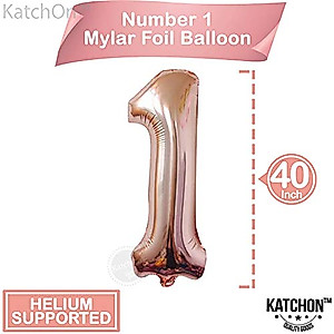 Large, Rose Gold One Balloon for First Birthday - Number 1 Balloon, 40 Inch | 1st Birthday Girl Decoration | Rose Gold 1 Balloon for First Birthday | 1st Birthday Balloons, 1st Birthday Decorations