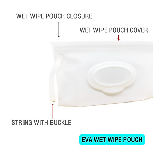 VOONGOR Portable Refillable Wet Wipe Pouch, Reusable Travel Wipes Holder & Case, Lightweight Flushable Diaper Wipes Container for Baby (4 Pack, Milk White)
