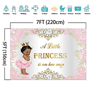 Mocsicka Royal Princess Baby Shower Backdrop Pink Silver Diamond Baby Shower Background 7x5ft Vinyl Girl's Baby Shower Party Banner Decoration Supplies