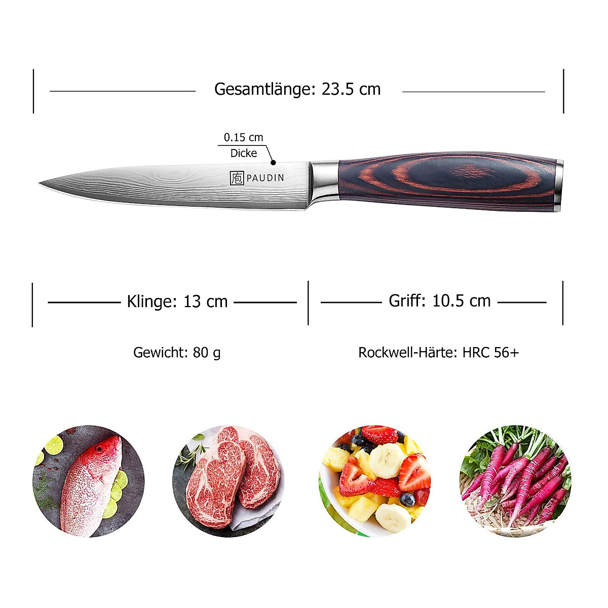 PAUDIN Bread Knife + Utility Knife 5 inch