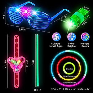 SHQDD 244 Pack Glow in the Dark Party Supplies for Kids, New Year Party Favors for Kids, Glow Party Favors for Kids 8-12, Kids Led Light Up Party Favors,Kids New Years Eve Party Supplies