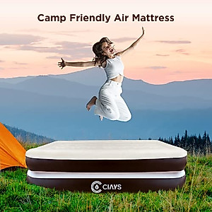 Ciays Camping Air Mattress Leak Proof Airbed with USB Rechargeable Pump Queen Air Mattress with Carrying Bag for Home Camping SUV Truck RV Tent