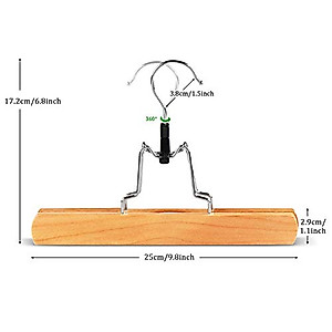 Wooden Pant Hangers, Lemonfilter 12 Pack Pant Hangers Wood with Non Slip Padded Velvet, Non Slip Pants Pangers with 360° Swivel Hook, Natural Wooden Dress Pants Hangers for Men, Skirts, Trousers, Wigs