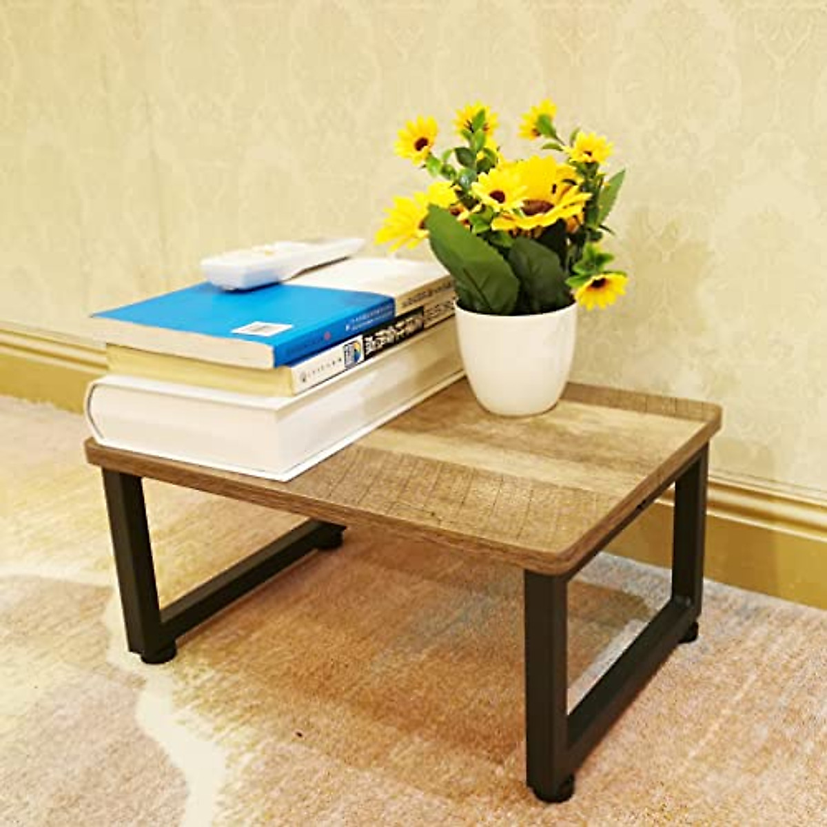 TSTWETO Step Stools for Adults, 7.5" Wooden Kids Bed Stepping Stool for High Beds, Multi-Purpose Heavy Duty Step Stool for Bedside Kitchen Bathroom, Metal Frame Hold Up to 400 Lbs