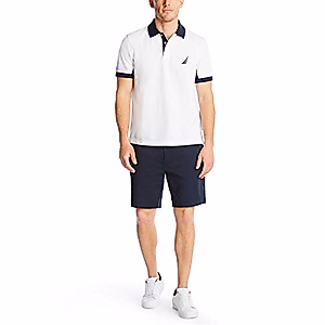 Nautica Men's Classic Fit Short Sleeve Performance Pique Polo Shirt, Bright White, 3X-Large