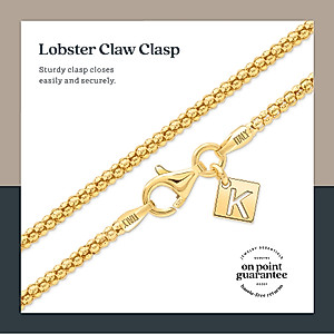 KEZEF 18k 2mm Gold Plated 925 Sterling Silver Necklace Chains Italian Curb Figaro Singapore Popcorn 14"-42" Gold Necklace Chain Sterling Silver Necklace for Women Mens Necklace Chain