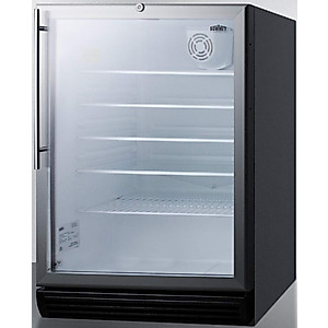 Summit Appliance SCR600BGLBIHVADA 24" Wide Built-In Beverage Center, ADA Compliant; 5.5 Cu.Ft. Capacity; Auto Defrost; Double Pane Tempered Glass Door; Adjustable Glass Shelves