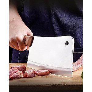 ZENG JIA DAO Meat Cleaver - 7'' Heavy Duty Butcher Knife Meat Chopper Bone Cutting Knife - High Carbon German Stainless Steel - Pearwood Handle for Home Kitchen and Restaurant 2023 Gifts