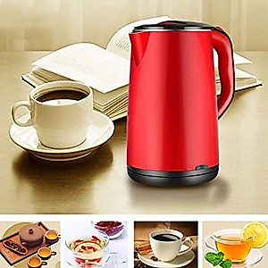 MDRBB Electric Kettle， Stainless Steel Tea Kettle, 1500W Fast Boiling Cordless Water Kettle, Electric Hot Water Kettle Tea Heater 2L with Auto Shut-Off, for Coffee, Tea, Beverages/Red/18 * 18 * 23Cm