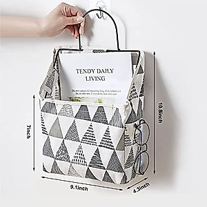 Fantasyon BTQ Wall Hanging Storage Bag, Waterproof Over The Door Closet Organizer Hanging Pocket Linen Cotton Organizer Box Containers for Bedroom, Bathroom (Black)