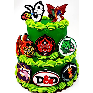 Dungeons and Dragons Fantasy Themed Roleplaying RPG Cake Topper Set (Unique Design)