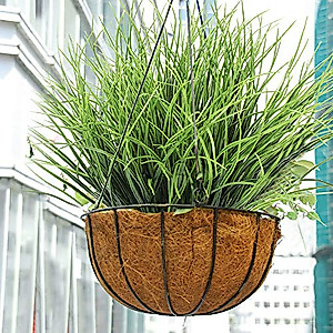 SLanC 8 Bundles Artificial Grass Plants Fake Bushes Artificial Shrubs Wheat Grass Greenery for House Plastic Outdoor UV Resistant Faux Grass (Pack of 8)