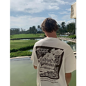 Aelfric Eden Graphic Tees Y2K Vintage Tee Shirt Oversized Streetwear T Shirts Streetwear Unisex Casual Summer Tops Apricot