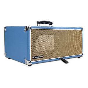 Sound Town Vintage 4U Amp Rack Case, 12.5" Depth with Rubber Feet, Dust Cover, Kickstand, Beau Blue (STVRC-4BL)