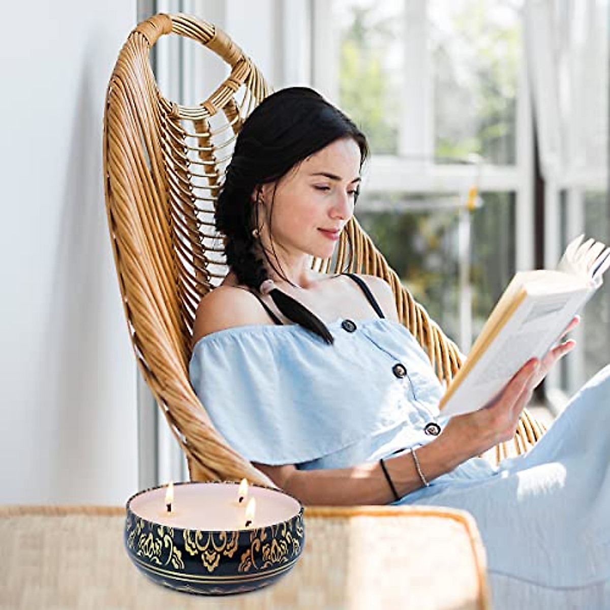 Amastika Citronella Candles Outdoor Large 3 Wicks Natural Soy Wax Candle for Home Patio in Summer, 3 Packs, 1 X 13.5oz