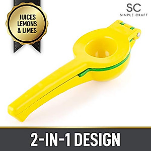 Simple Craft 2-In-1 Lemon Squeezer - Easy To Use Manual Juicer Hand Press - Lemon Juicer & Lime Squeezer Extracts Juices in Seconds