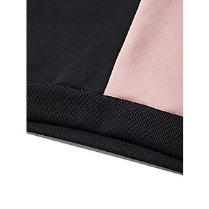 SOLY HUX Men's Casual Colorblock Pullover Fashion Loose Fit Long Sleeve Graphic Trendy Drawstring Hoodie Sweatshirt Black Pink L