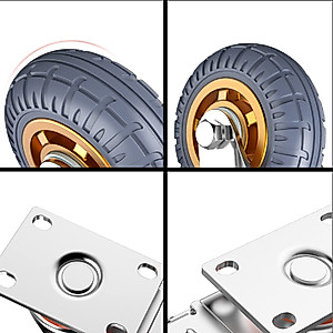 Rubber Industrial Castors, Swivel Rubber Casters with Brake, Rubber Swivel Caster Wheel, Castor Wheels Heavy Duty Swivel Trolley Furniture Caster with Brakes, 4 Pieces 75MM Castor Wheel (Size : 125mm