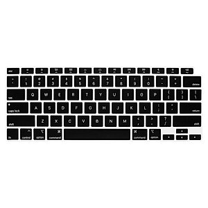 ProElife Ultra Thin Keyboard Cover Skin for 2021-2020 MacBook Air 13 Inch Model A2337 Apple M1 Chip A2179 (U.S Layout) with Touch ID Accessories Keyboard Silicone Protective Skin (Black)