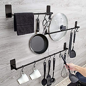 ACMETOP S Hooks, 12 Pack Aluminum S Shaped Hooks, Matte Finish S Hooks for Hanging Pots and Pans, Plants, Coffee Cups, Clothes, Towels in Kitchen, Bedroom, Bathroom, Office and Garden（Matte Black）