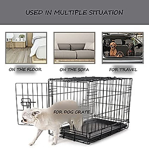 Washable Dog Bed Mat Reversible Dog Crate Pad Soft Fluffy Pet Kennel Beds Dog Sleeping Mattress for Large Jumbo Medium Small Dogs, 35 x 22 Inch, Gray