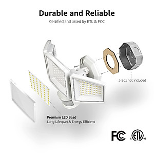 Lepro LED Security Lights, Outdoor Motion Sensor Light, Flood Lights with 3 Adjustable Heads, 270° Wide Lighting Angle, 27W 3200LM Super Bright, IP65 Waterproof for Yard Porch Garage, White