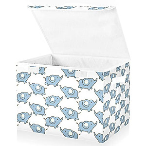 innewgogo Cute Animals Elephant Storage Bins with Lids for Organizing Storage Baskets with Handles Oxford Cloth Storage Cube Box for Car