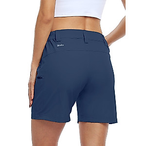Willit Women's Shorts Hiking Cargo Golf Shorts Outdoor Summer Stretch Shorts with Pockets Water Resistant Navy Blue M