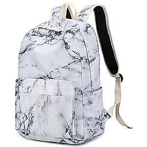 Bluboon Teen Girls School Backpack Kids Bookbag Set with Lunch Box Pencil Case Travel Laptop Backpack Casual Daypacks (Marble 1)
