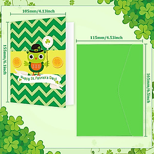 Zonon 24 Pieces St Patrick's Day Card with Envelope Green Shamrock Irish St Patrick's Day Cards Assorted Greeting Cards for Home