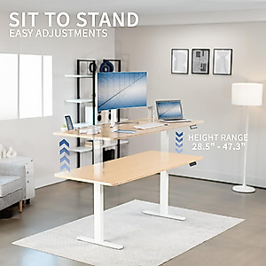 VIVO Electric Stand Up Desk Frame, DIY Workstation, Frame Only, Dual Motor Ergonomic Standing Height Adjustable Base with Memory Controller, White, DESK-E-200W
