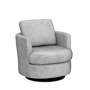 Swivel Accent Chairs Living Room Modern Comfy Round Arm Chairs Upholstered Barrel Swivel Chairs Sillas De Sala Circle Club Chair Cozy Chairs for Small Spaces Bedroom (Grey Chenille, Set of 1)
