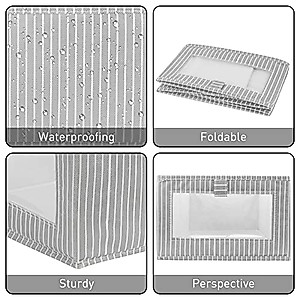 (2 Packs) Large Storage Box|Folding Storage Basket|For Organizing Closets, Home Offices, Clothing Racks, Nursery Toys|Decorative Large Closet Organizer (Grey/vertical stripe)